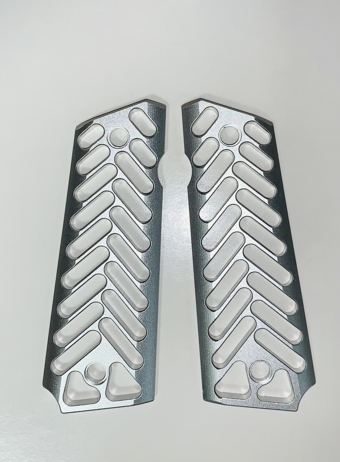Skeleton Silver Anodized Aluminum 1911 Grips Fit Gov. and Clones Full ...
