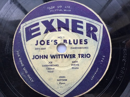John Wittwer Trio 78rpm Single 10-inch Exner Records #1 Joe's Blues | eBay