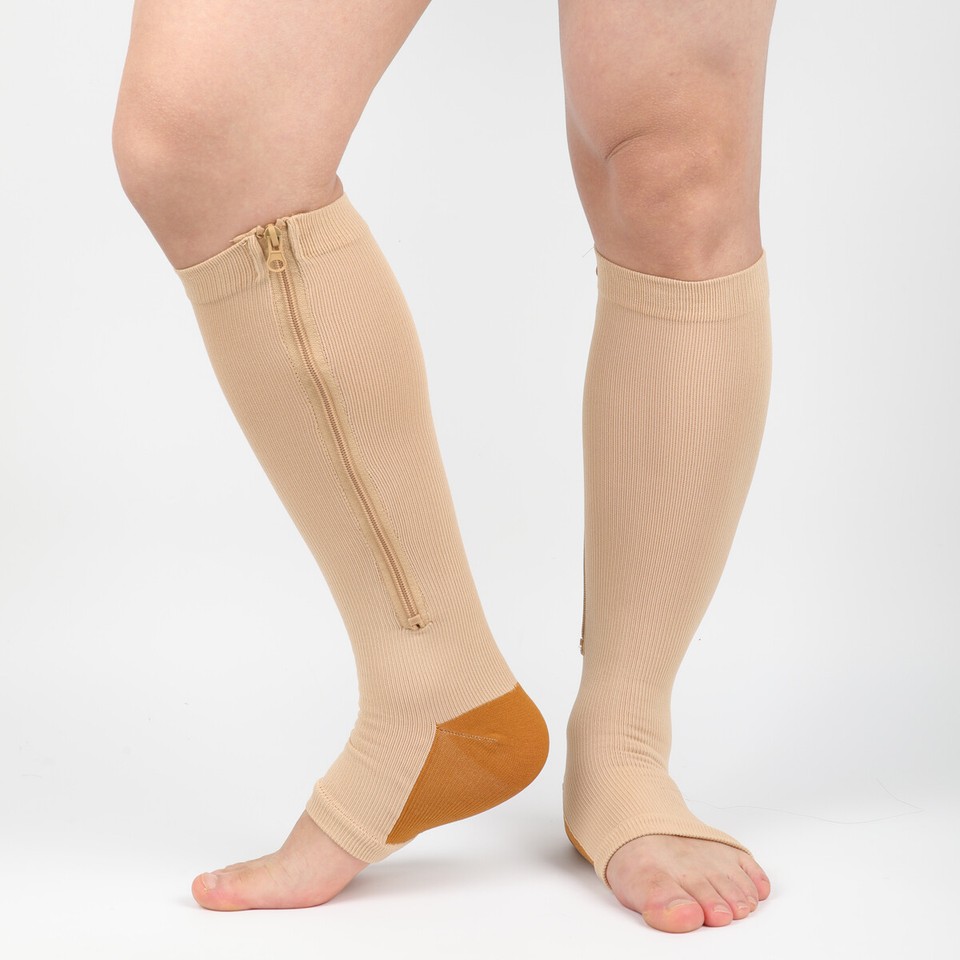 Copper Zipper Compression Socks Support 20-30mmHg Graduated Stocking ...