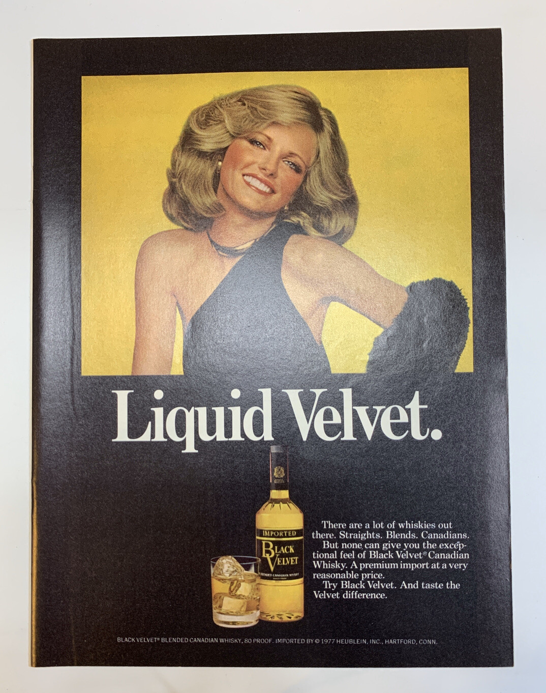 1978 Black Velvet Canadian Whisky Print Ad Cheryl Tiegs Original ...