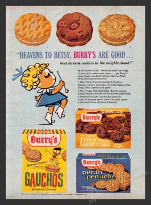 Burry's Cookies "Heavens to Betsy!" 1960s Print Advertisement Ad 1963 ...
