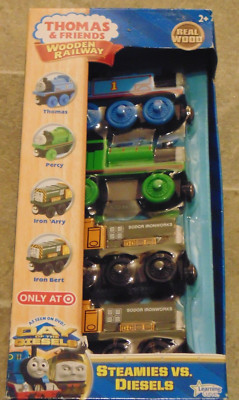 Thomas & Friends Wooden Iron Arry & Bert Steamies Vs Diesels 4 Pack ...