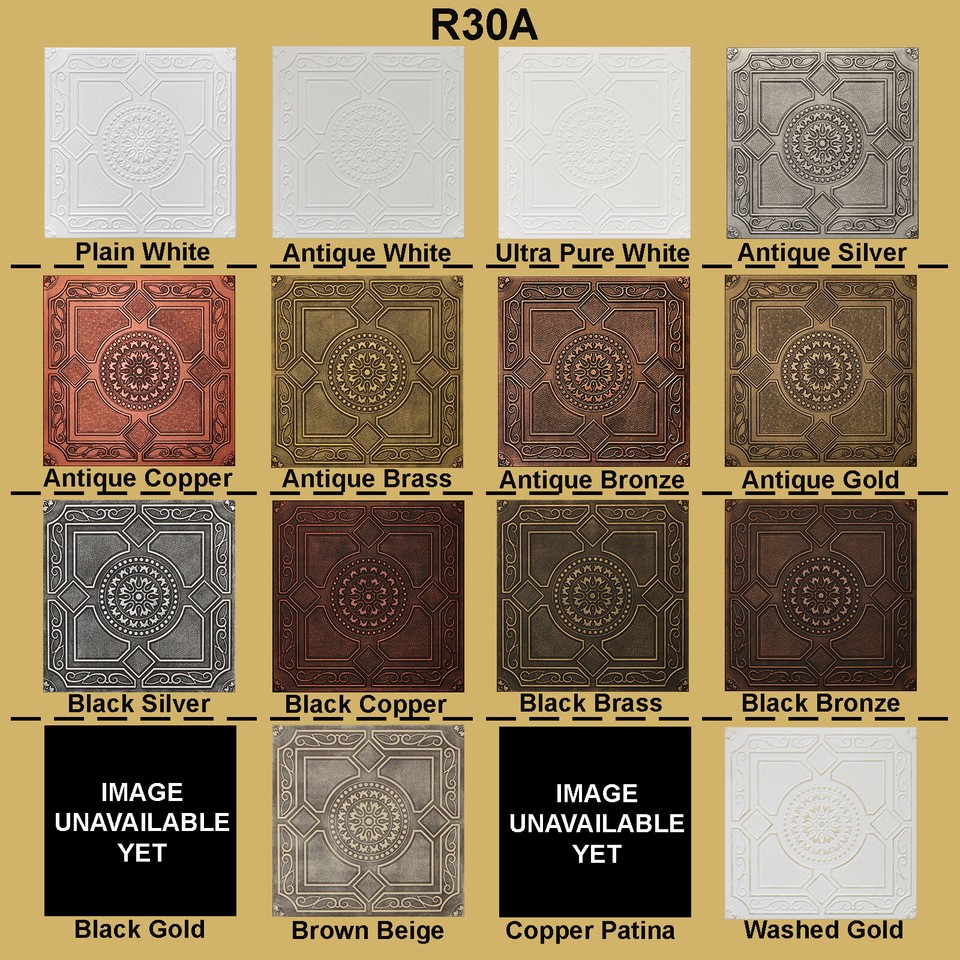 ANTIQUE PAINTED STYROFOAM TIN LOOK CEILING TILES 20x20 DIFFERENT COLORS ...