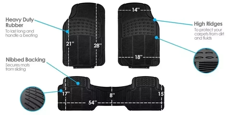 For All Plymouth All Weather Guard 3 Pieces Rubber Floor Mats Custom ...