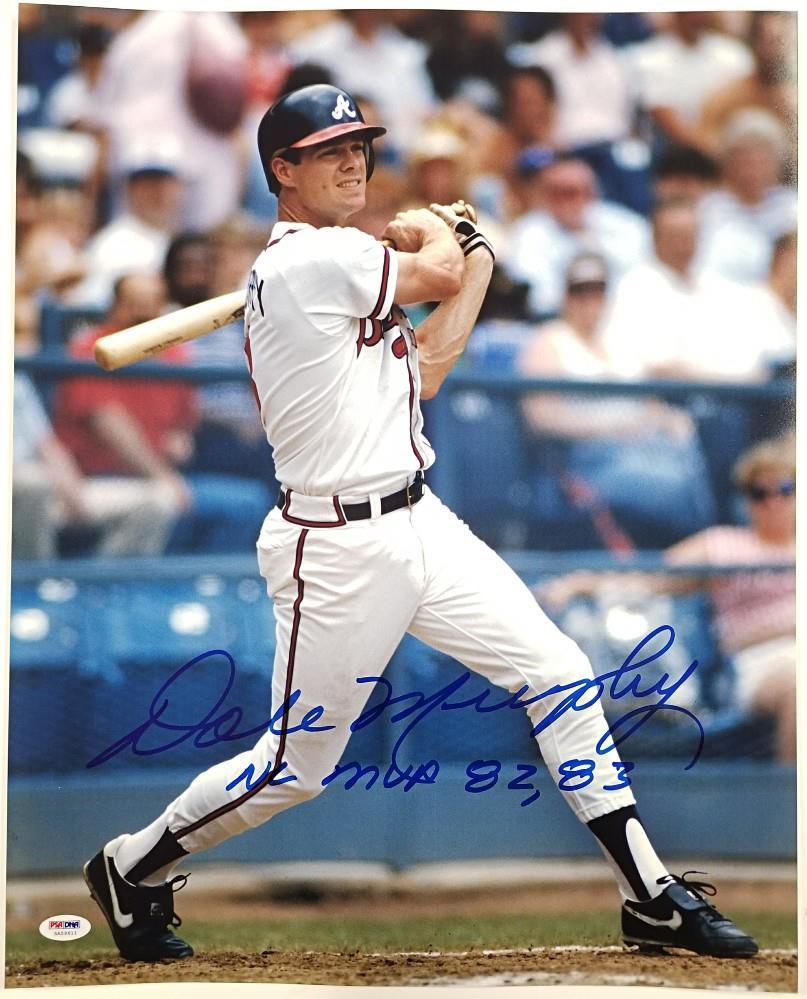 Dale Murphy Signed 16x20 Photo #1 "NL MVP 82, 83" Atlanta Braves ~ PSA ...