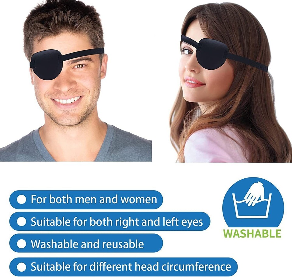2× Adjustable 3D Eyepatch Right or Left One Eye Cover Lazy Eye Adults ...