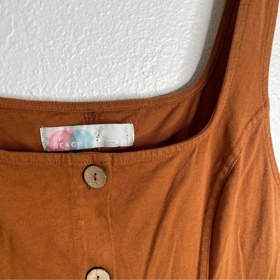 Free People Beach Button Down Tank Midi Dress Brown Size Large | eBay
