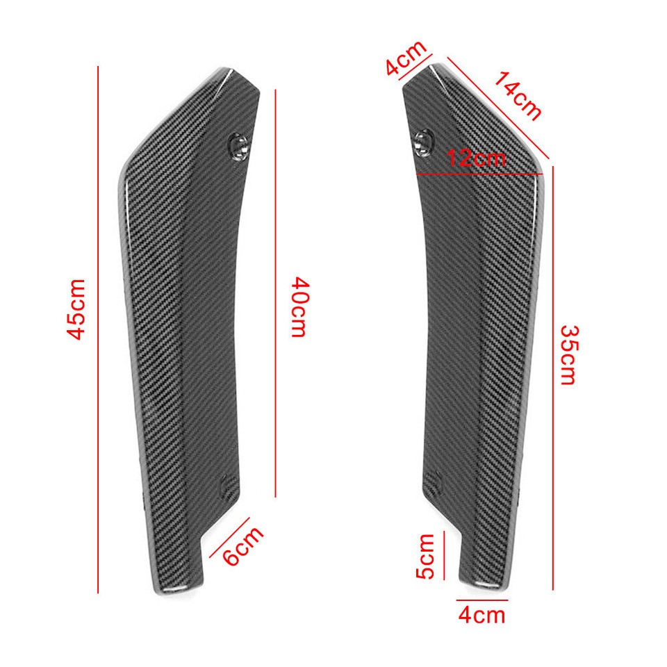 2 pcs Universal Carbon Fiber Rear Bumper Lip Diffuser Splitter Canard ...