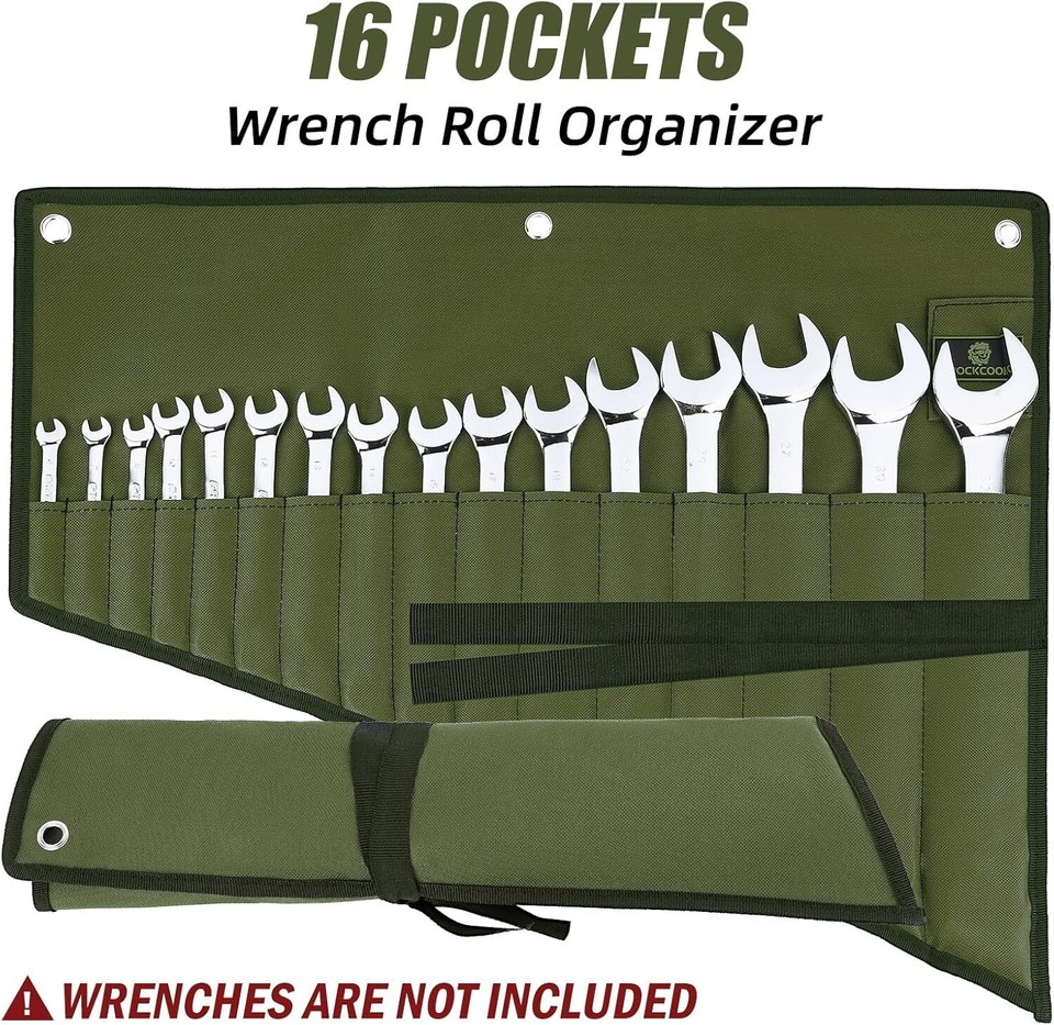 Wrench Roll Organizer 16 Pockets Wrench Pouch Roll up with Water Proof ...