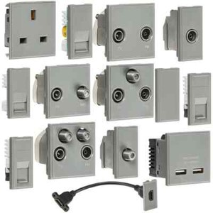 Euro module plate inserts HDMI coax cat 5 6 satellite quadplex GREY ...