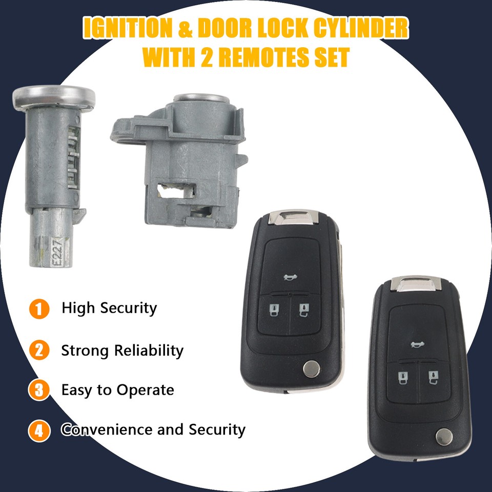 Ignition & Door Lock Cylinder Set with 2 Remotes for 2012-2017 ...