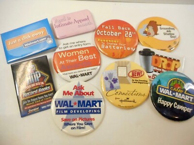 Lot Of 10 WALMART ASSOCIATE Pins Buttons Camping, Film Developing ...