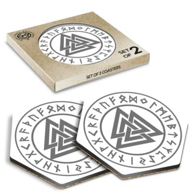 2 x Hexagon Coasters - BW - Valknut Rune Trinity #39809 | eBay UK