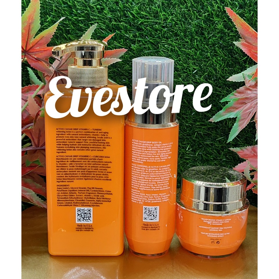 Active Caviar Drip Vitamin C + Turmeric Lotion +serum And Face Cream 3 ...