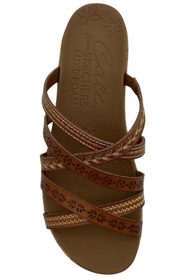 Skechers Beverlee Vegan Wedge Strappy Sandals Tiger Posse Luggage | eBay