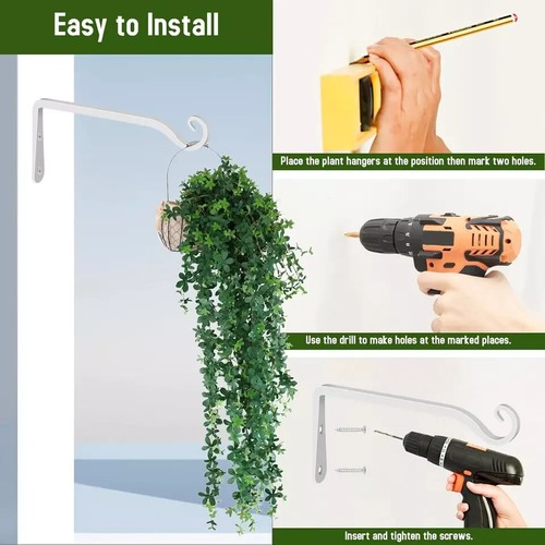 FEED GARDEN Hanging Plant Bracket 10 Inch 2 Pack, Hand-Forged Plant ...