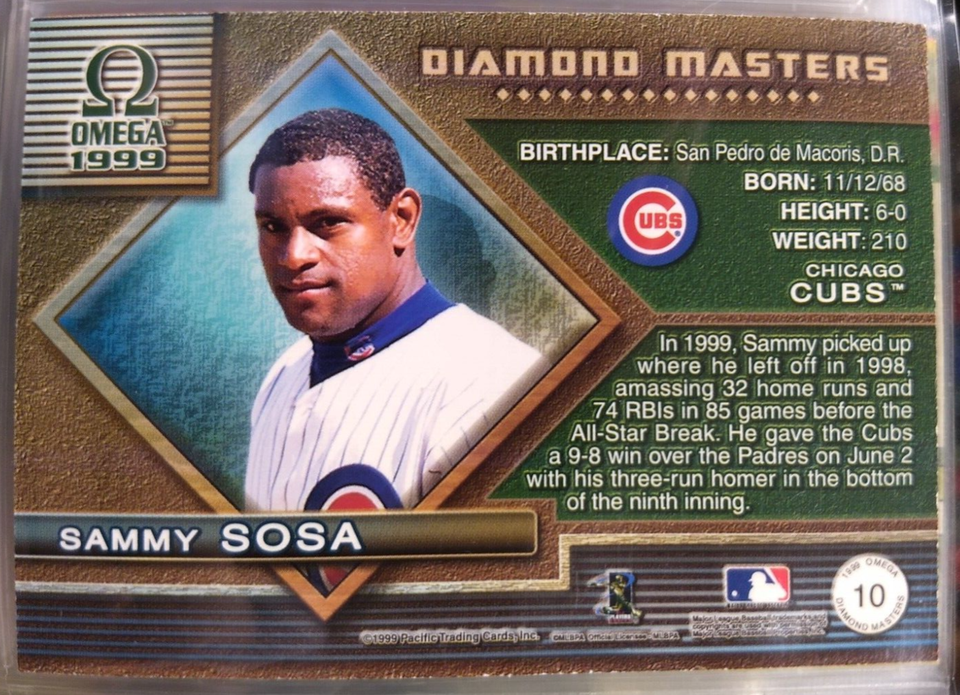 1999 Pacific Omega Diamond Masters Sammy Sosa insert card | eBay