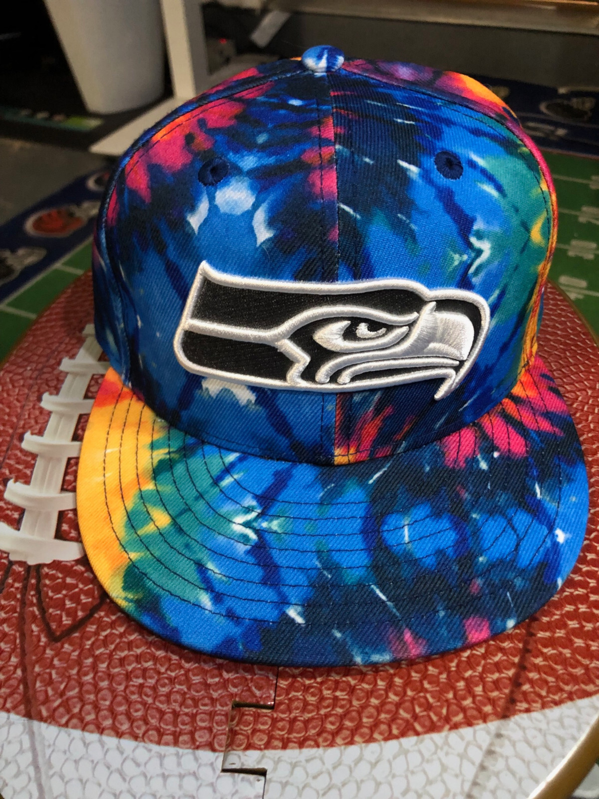 Seattle Seahawks NFL Crucial Catch Tie-Dye Fitted Hat Cap Intercept ...