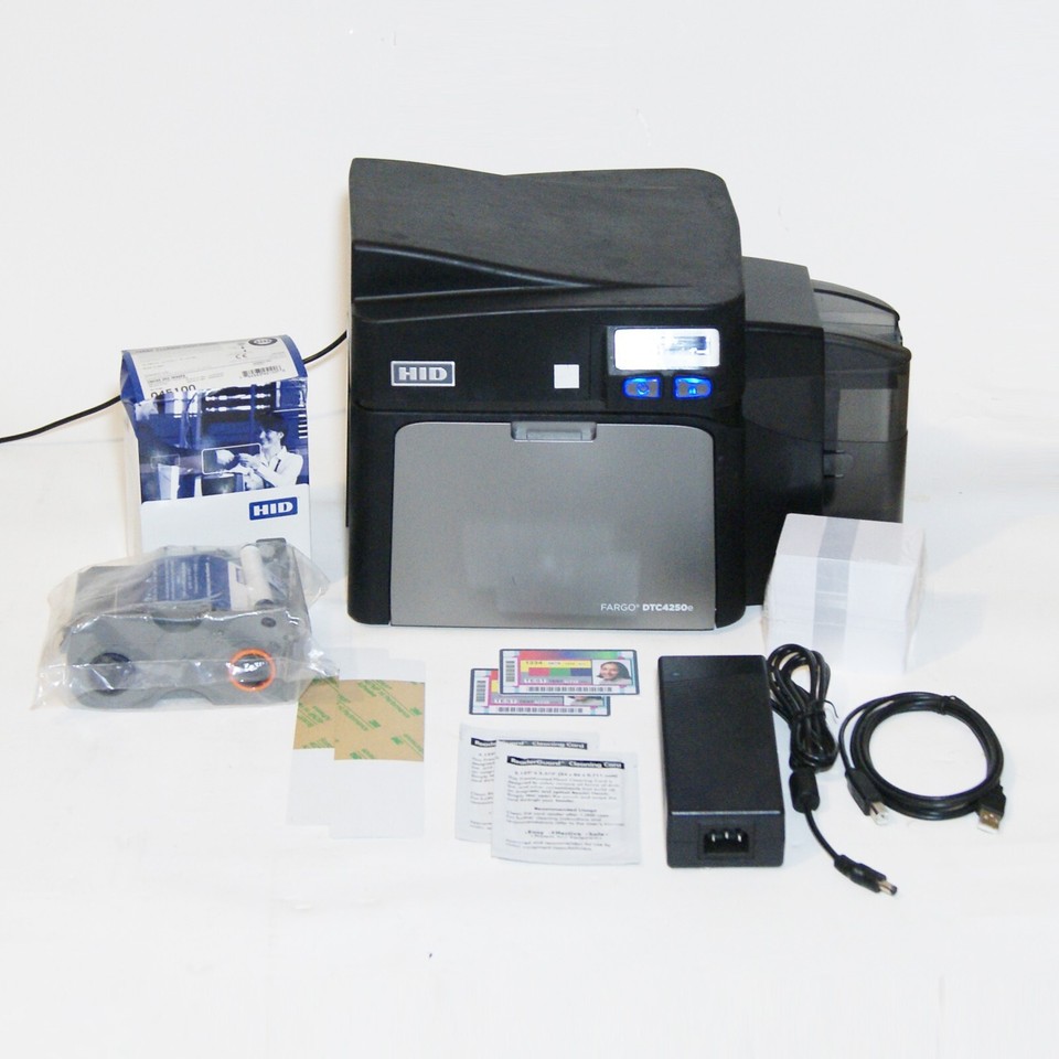 Fargo DTC4250e ID Card Printer with Software Ribbon & Supply Package PL ...
