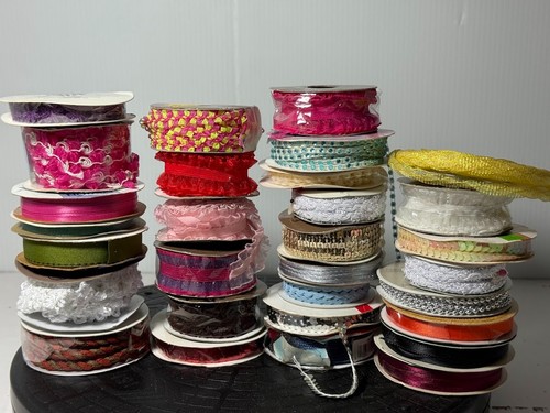 Mixed Lot of Ribbon Spools DIY Scrapbooking Hair Bows Wreaths Crafts ...