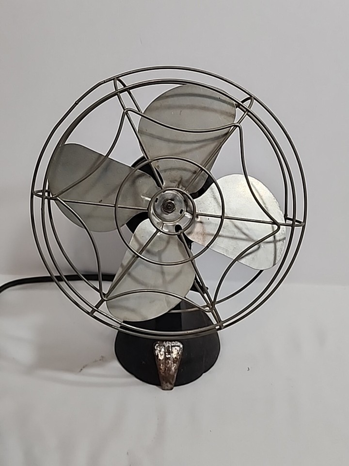 Vintage BERSTED Eskimo Black Chrome Metal Desk Table Fan 8” Model 1100J ...