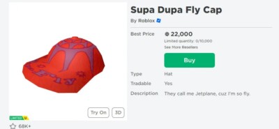 Roblox Supa Dupa Fly Cap | eBay