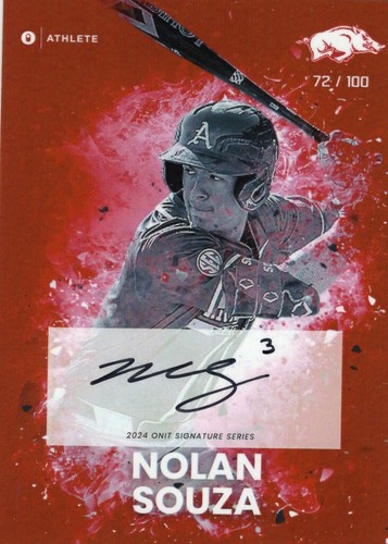 Onit 2024 Arkansas Razorbacks Baseball NIL Trading Card Nolan Souza ...