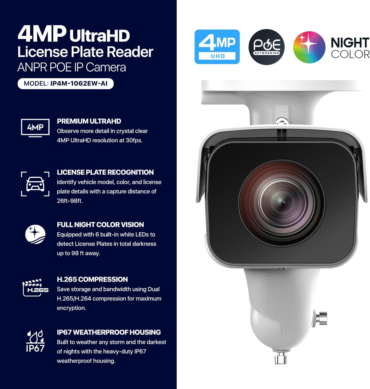 License Plate Recognition (LPR) Camera, 10-50Mm Optical Zoom AI IP POE ...