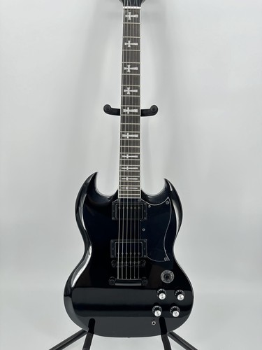 Ship from US SG-Style Electric Guitar Glossy Black Cross-Fret Inlays HH ...