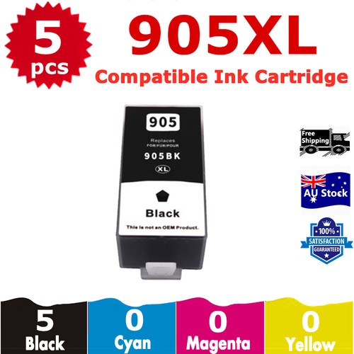 5X 905XL Black Compatible Ink Cartridge For HP Officejet Pro 6950 6956 ...