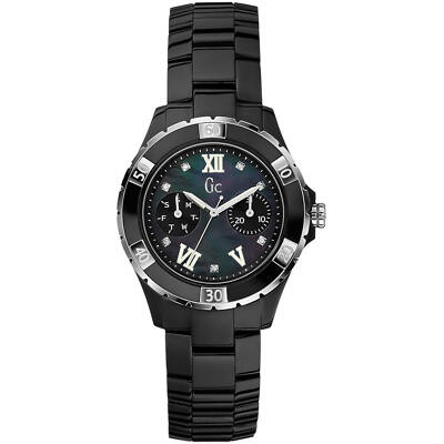 Guess Women's Watch Sport Class Quartz Black Mop Dial Ceramic Bracelet ...