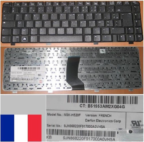 French AZERTY Keyboard HP V2000 DV2400 DV2500 V3000, NSK-H520F 9J.N8682 ...
