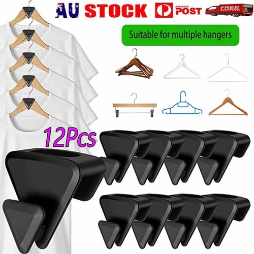 12PCS Triangles Clothes Hanger Connector Hooks Triple Closet Space ...