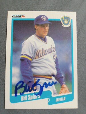 BILL BILLY SPIERS 1990 Fleer # 337 autographed signed card BREWERS 90 ...