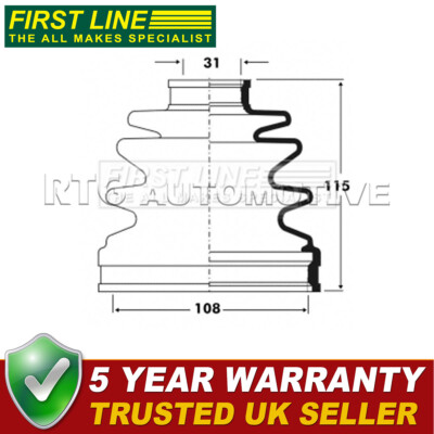 First Line Rear Inner CV Joint Boot Set Fits Shogun Pajero 3.2 D 3.5 ...