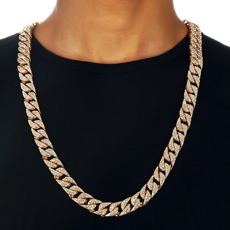 Hip Hop Men Quavo Gold Iced 15mm 16''-30'' Miami Cuban Choker Chain ...