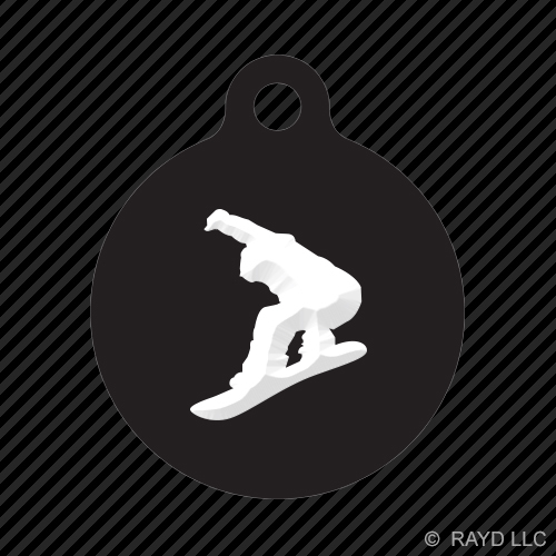 Snowboarder Keychain Round with Tab engraved many colors snowboarding ...