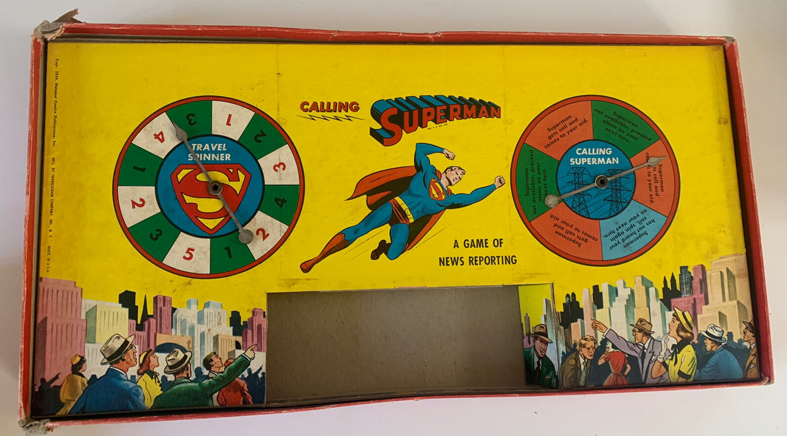 CALLING SUPERMAN BOARD GAME 1954 TRANSOGRAM IN BOX No. 3843 ...