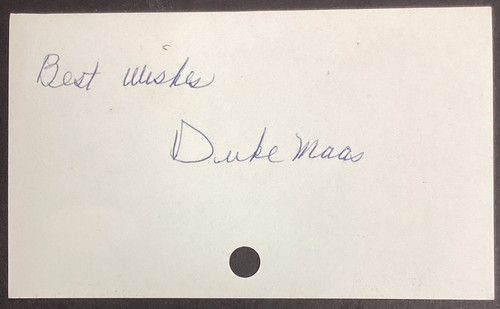 Duke Maas Signed Index Card Baseball Autograph NY Yankees 1961 WS ...