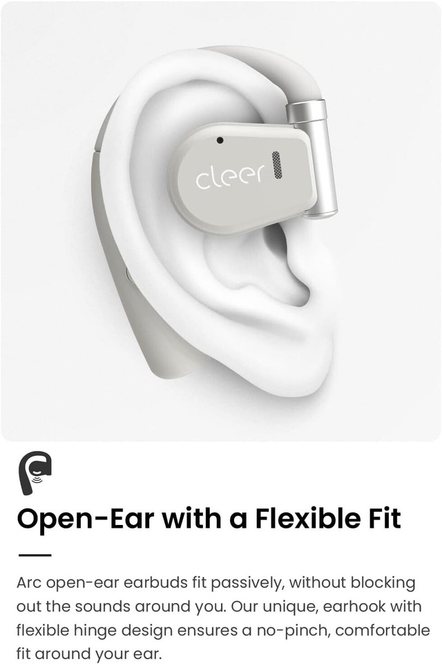 Cleer ARC Open Ear Hook Design Wireless Earbuds White - ARC1BTLGYUS | eBay