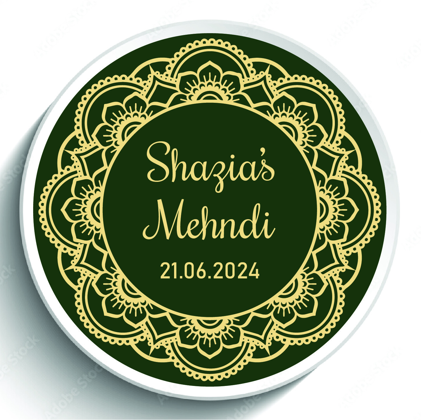 25/50/100 Personalised Wedding MEHNDI DHOLKI HENNA SANGEET Stickers ...