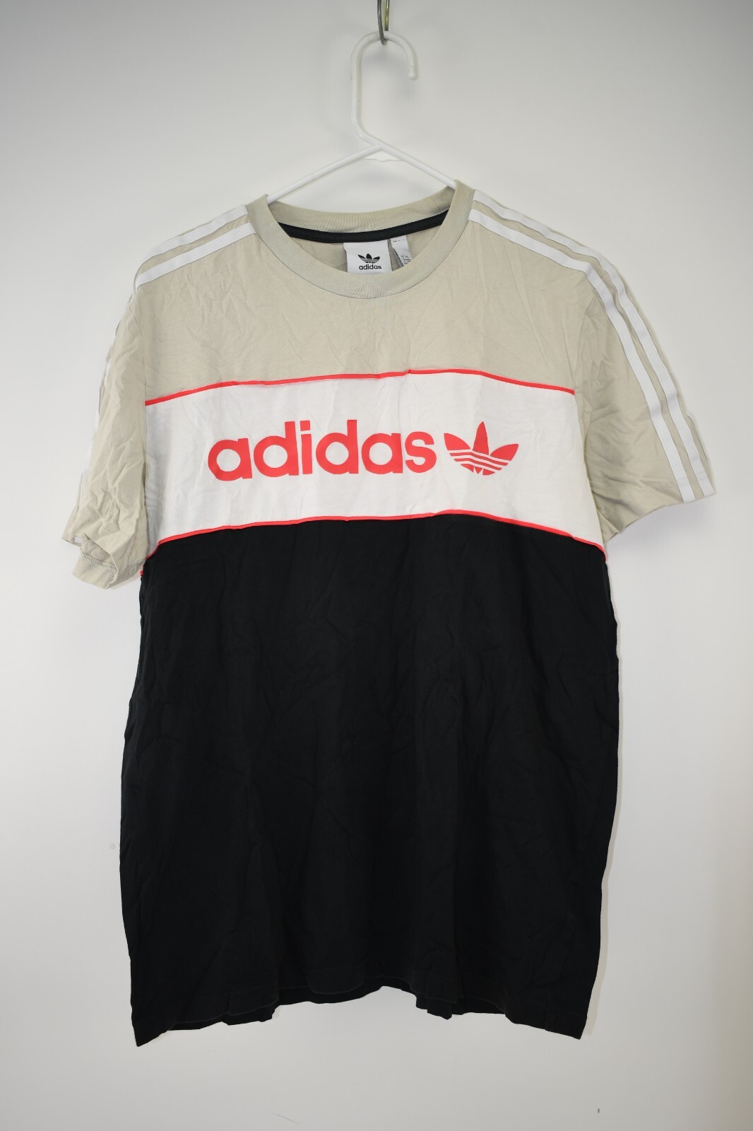 adidas Mens Black Beige Color Block Logo Spellout Sho… - Gem