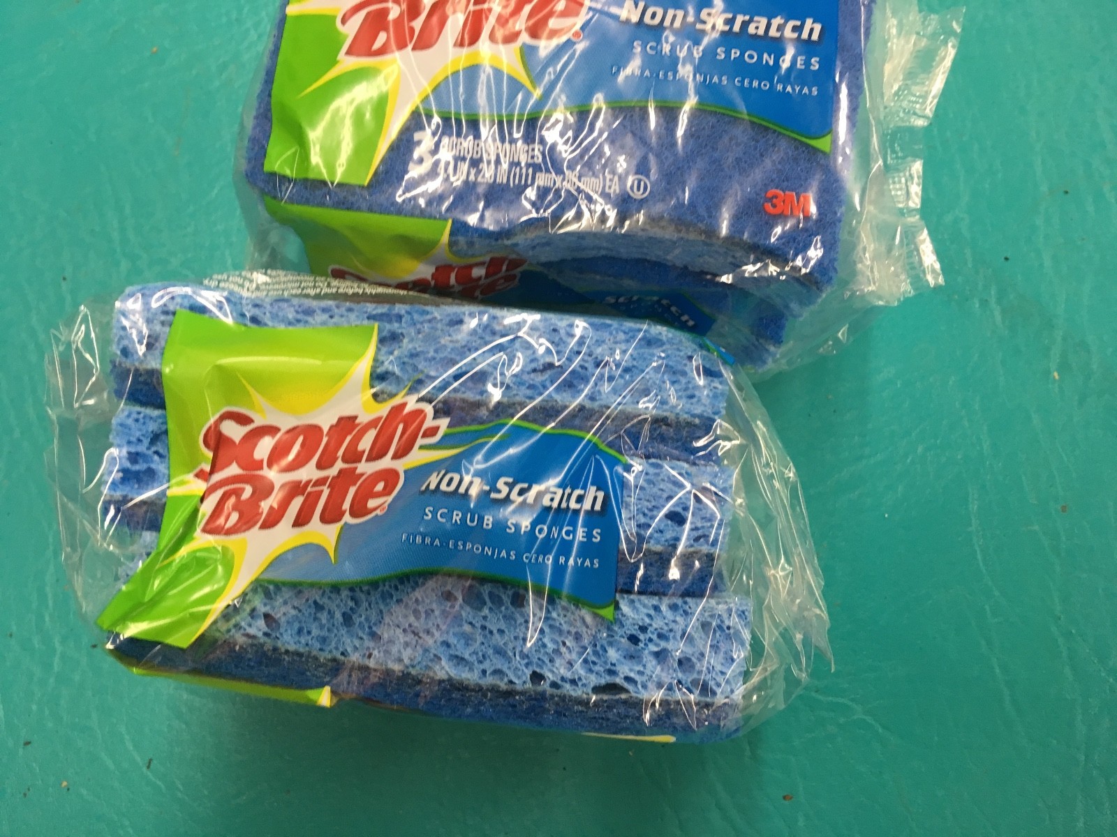 6 Scotch Brite 3M Non-Scratch Scrub Sponges Heavy Duty Free Shipping 2 ...