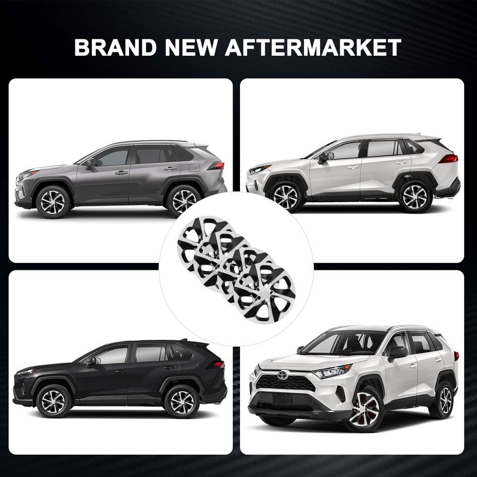4 Pack hubcaps for 2019-2024 TOYOTA RAV4 Wheel Covers Silver+Black ...