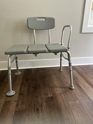 MEDLINE GUARDIAN Transfer Bench with Back, Push Buttons Supports 400Ibs ...