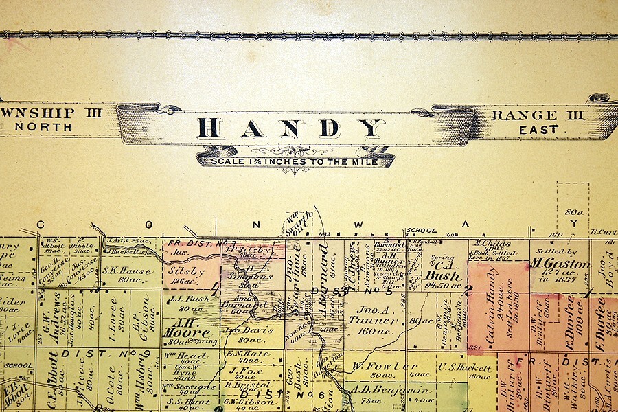 1875 Handy Township Plat Map Livingston County Michigan Original | eBay