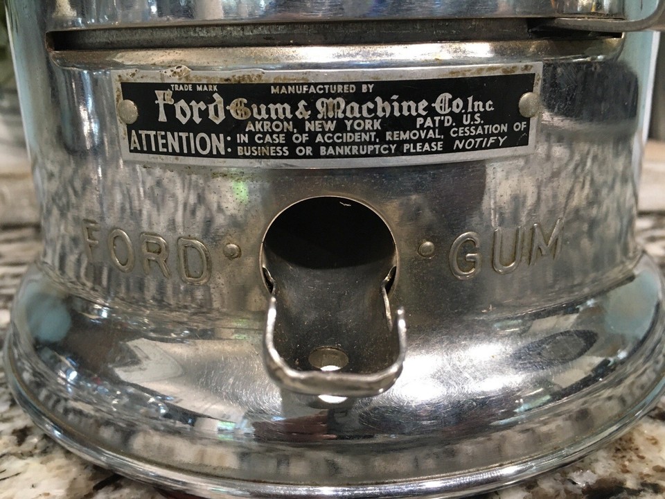 Glass Globe Ford Gum Chiclet Machine W/ Vintage Key Ford Gumball ...