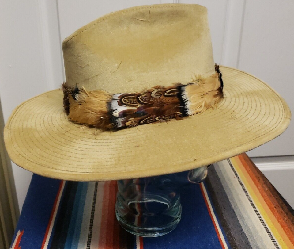 Vintage Boot Hill Cowboy Hat Western Beige Medium 7 7 1/8 Distressed ...