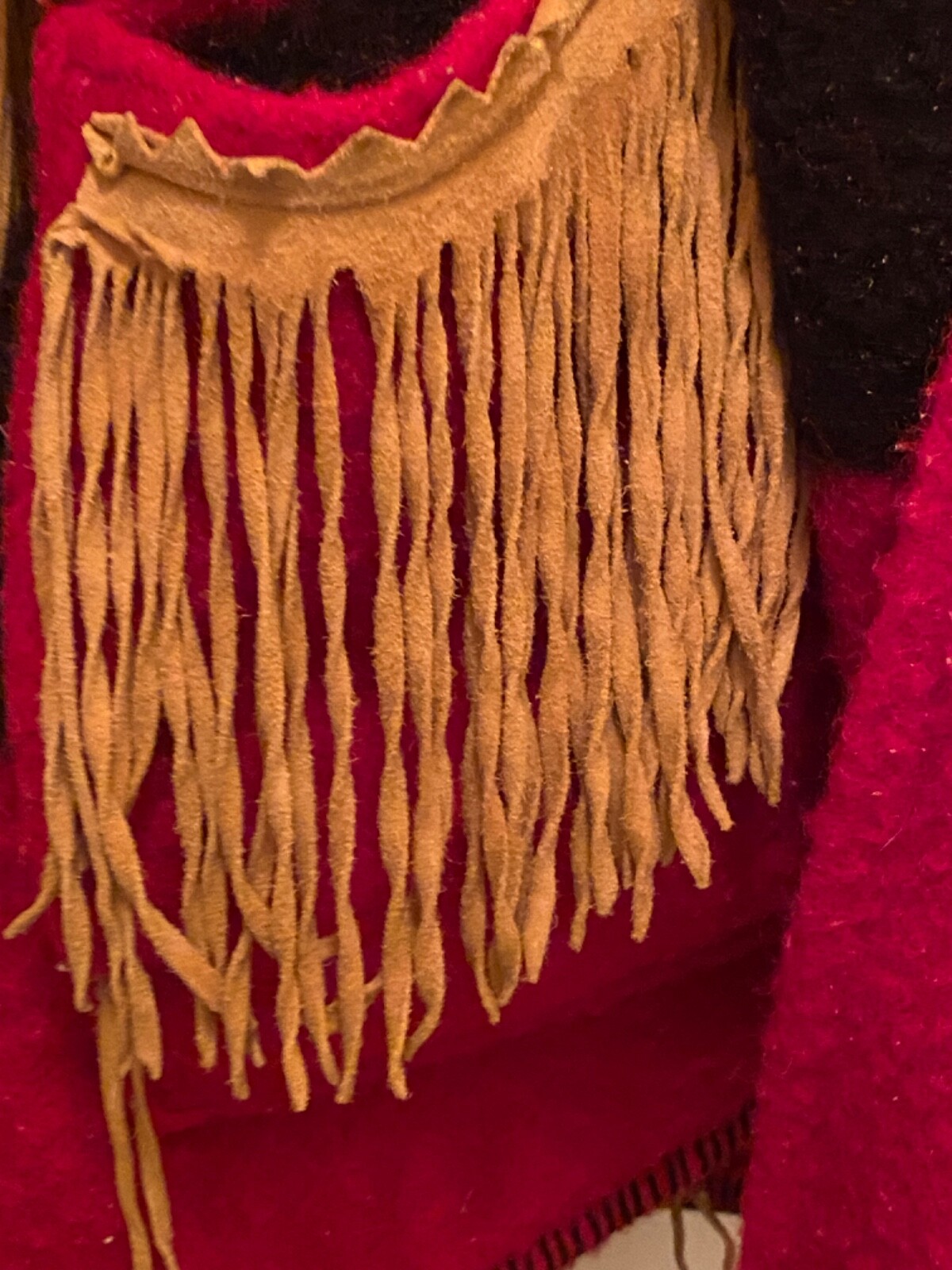 Vintage Wool Beaded Capote hooded Coat Red Black Hooded Blanket Western ...