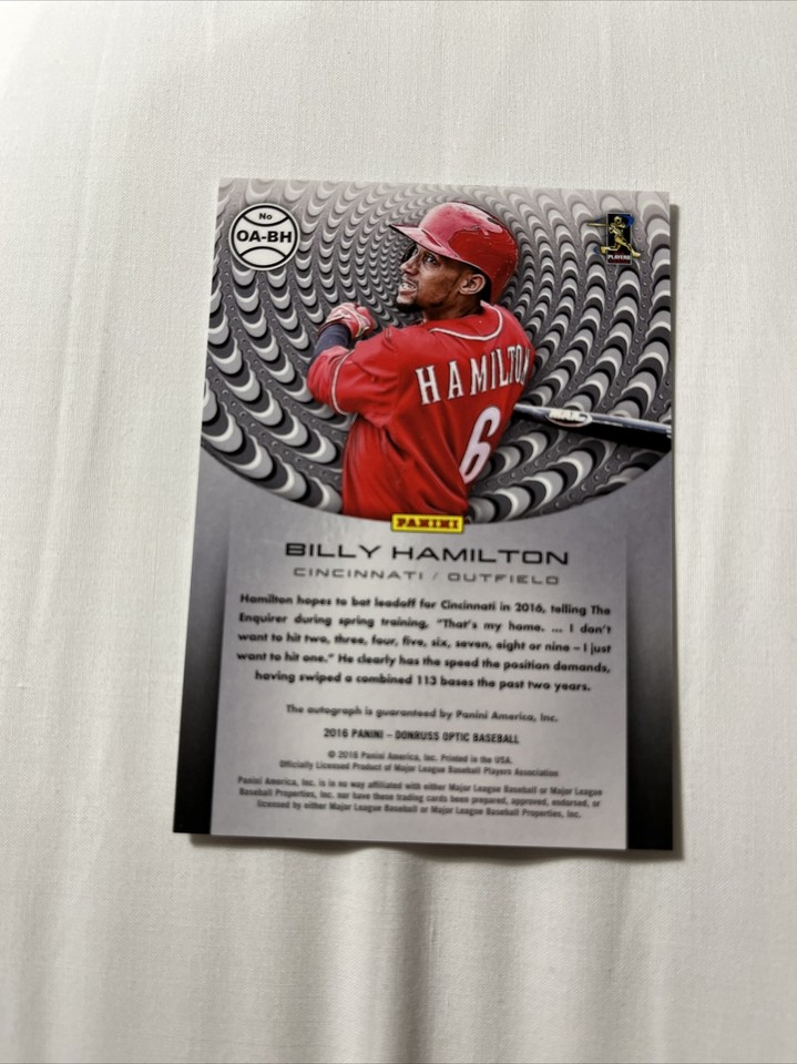 Billy Hamilton 2016 DONRUSS OPTIC AUTOGRAPHS #OABH Cincinnati Reds | eBay